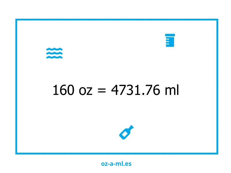 160 oz a ml. Convertir 160 onzas líquidas a mililitros