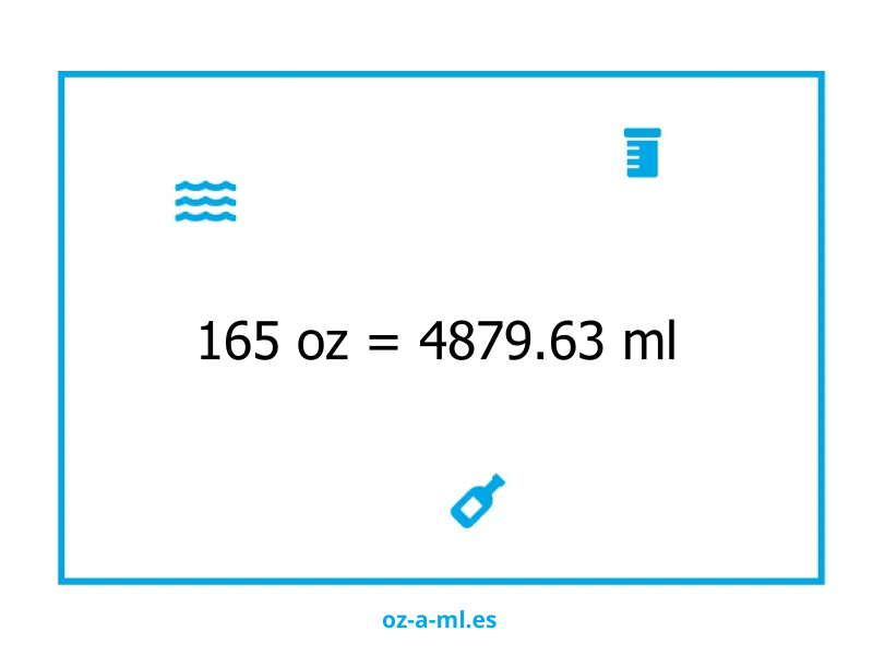165 oz a ml. Convertir 165 onzas líquidas a mililitros