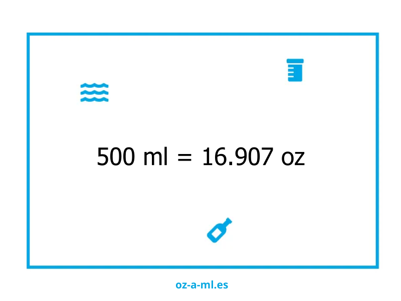 500 ml a oz. Convertir 500 mililitros a onzas líquidas